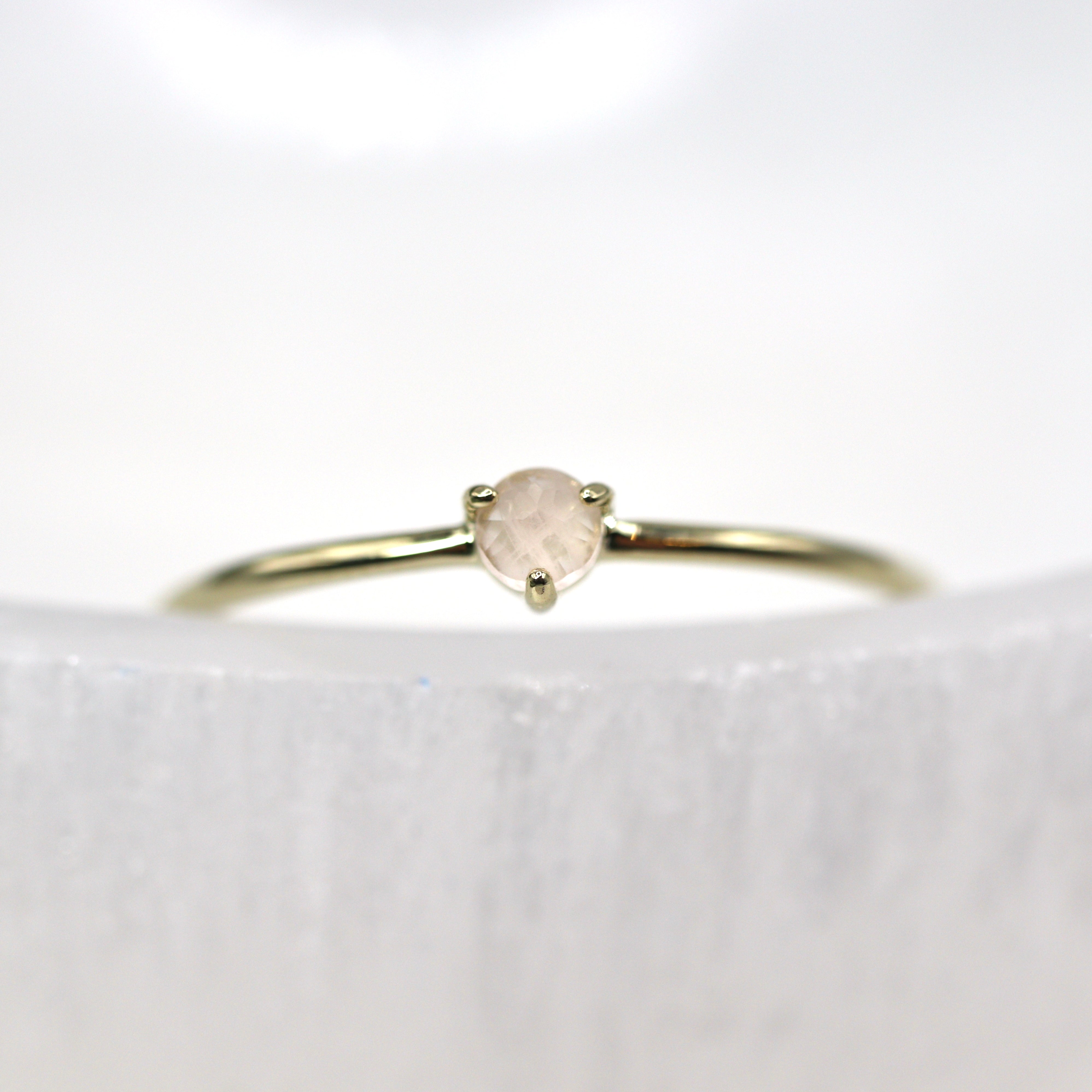 Rose Quartz Solitaire Ring - Gold – Moonrise Rocks